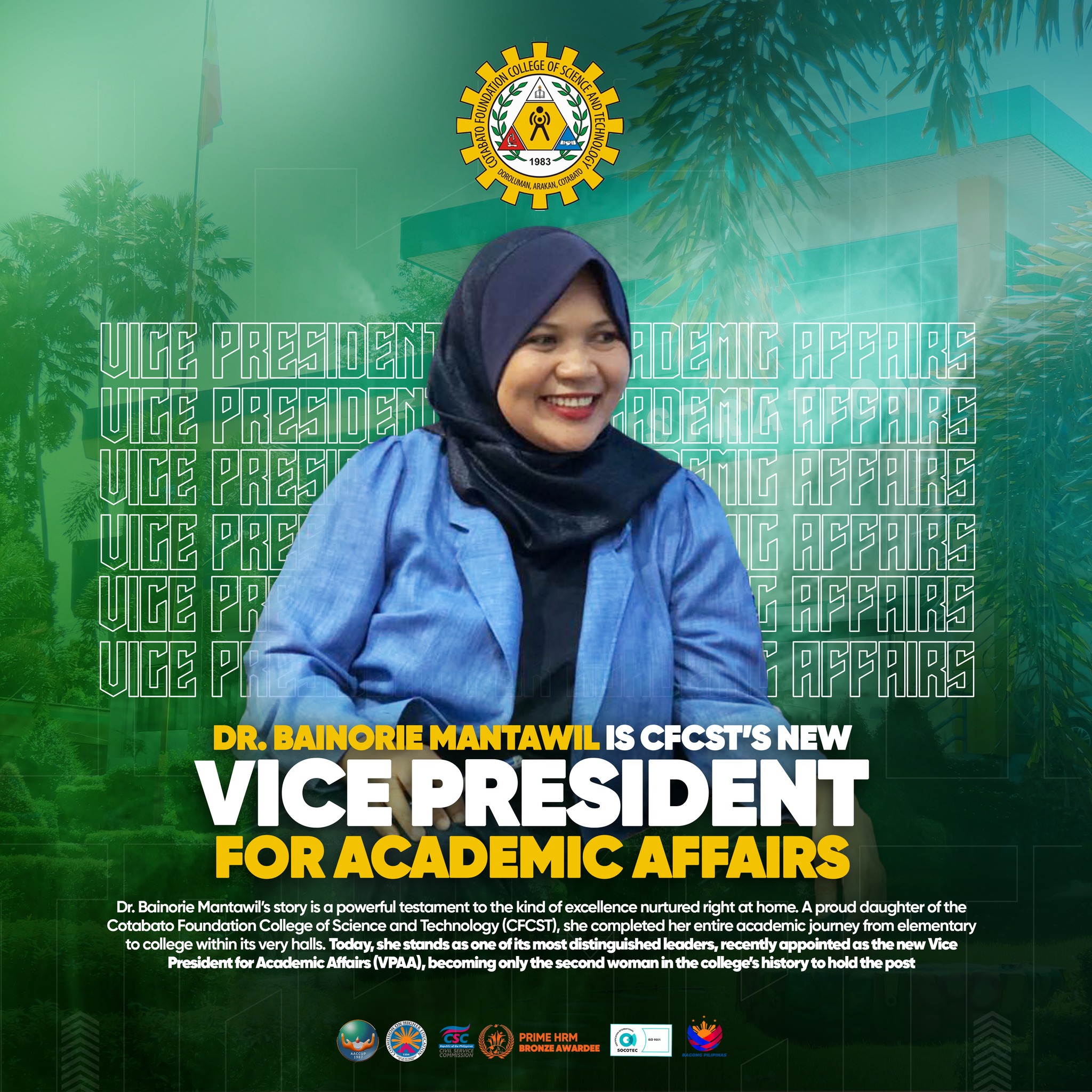 Vice President for Research, Innovation, Development, and Extension – CFCST